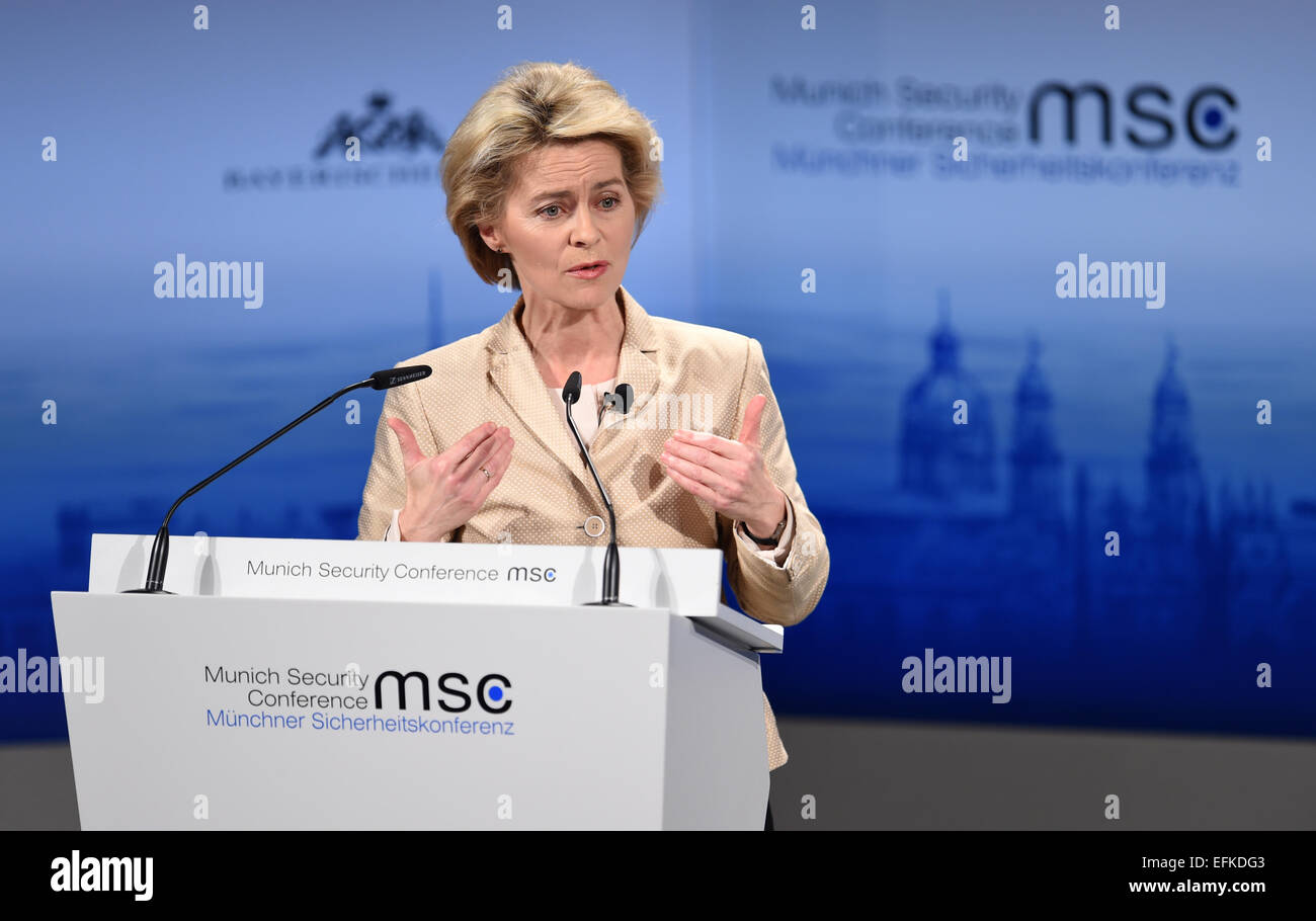 Munich, Germany. 06th Feb, 2015. German Defence Minister Ursula von der ...