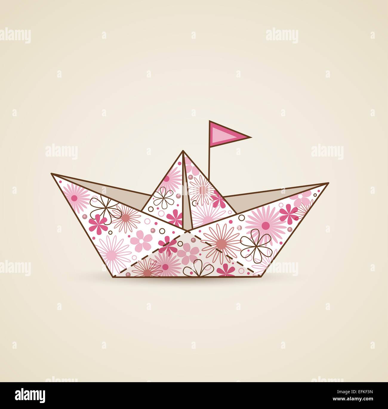 Background with paper boat and flowers Stock Photo - Alamy