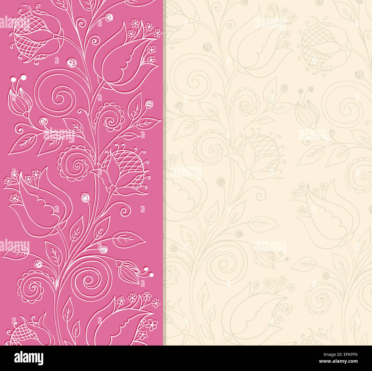 Decorative pink background with hand drawn flowers Stock Photo - Alamy