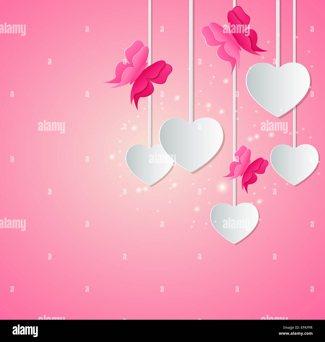 Valentine background with paper hearts and red butterflies Stock Photo ...