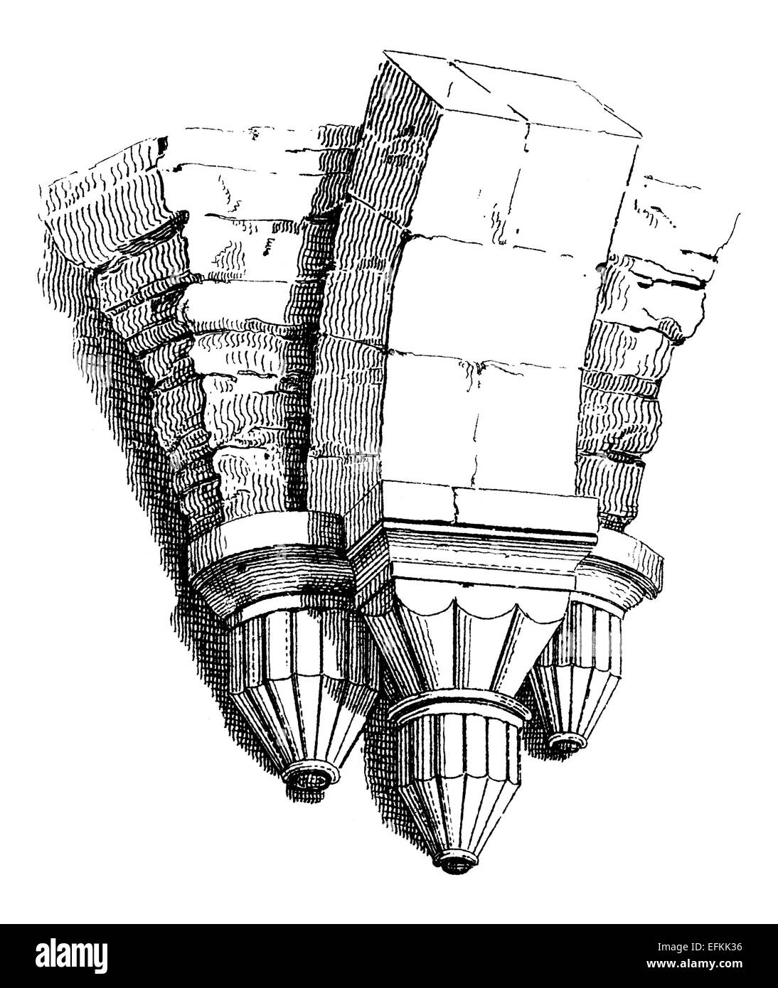 Victorian engraving of a Gothic design boss Digitally restored image ...