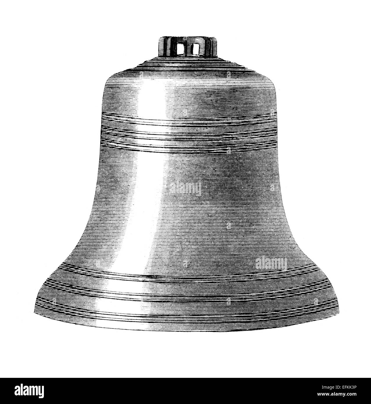 Victorian engraving of a bell. Digitally restored image from a mid-19th ...