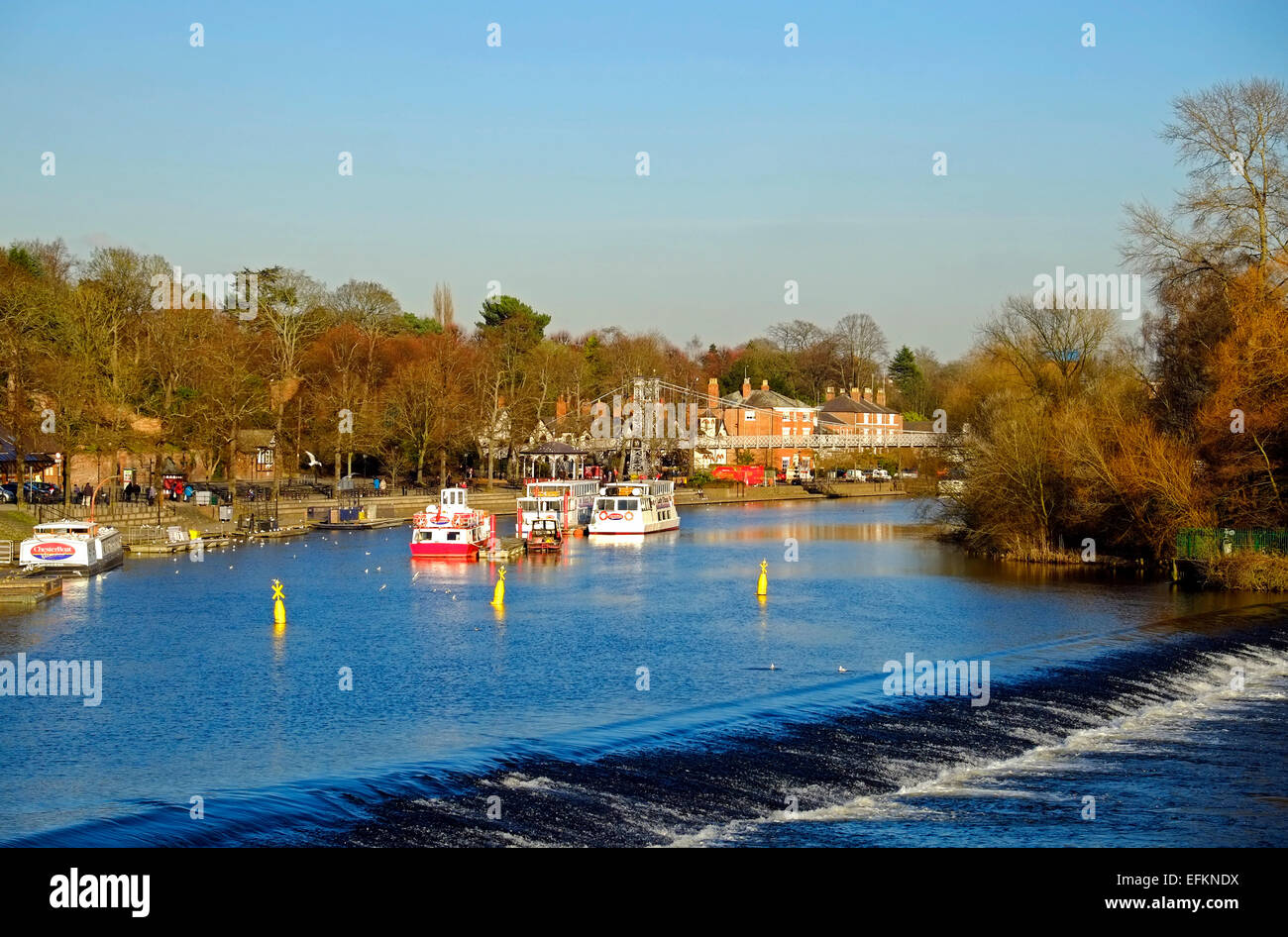 River Dee Weir Chester City Cheshire County England UK UNited Kingdom ...