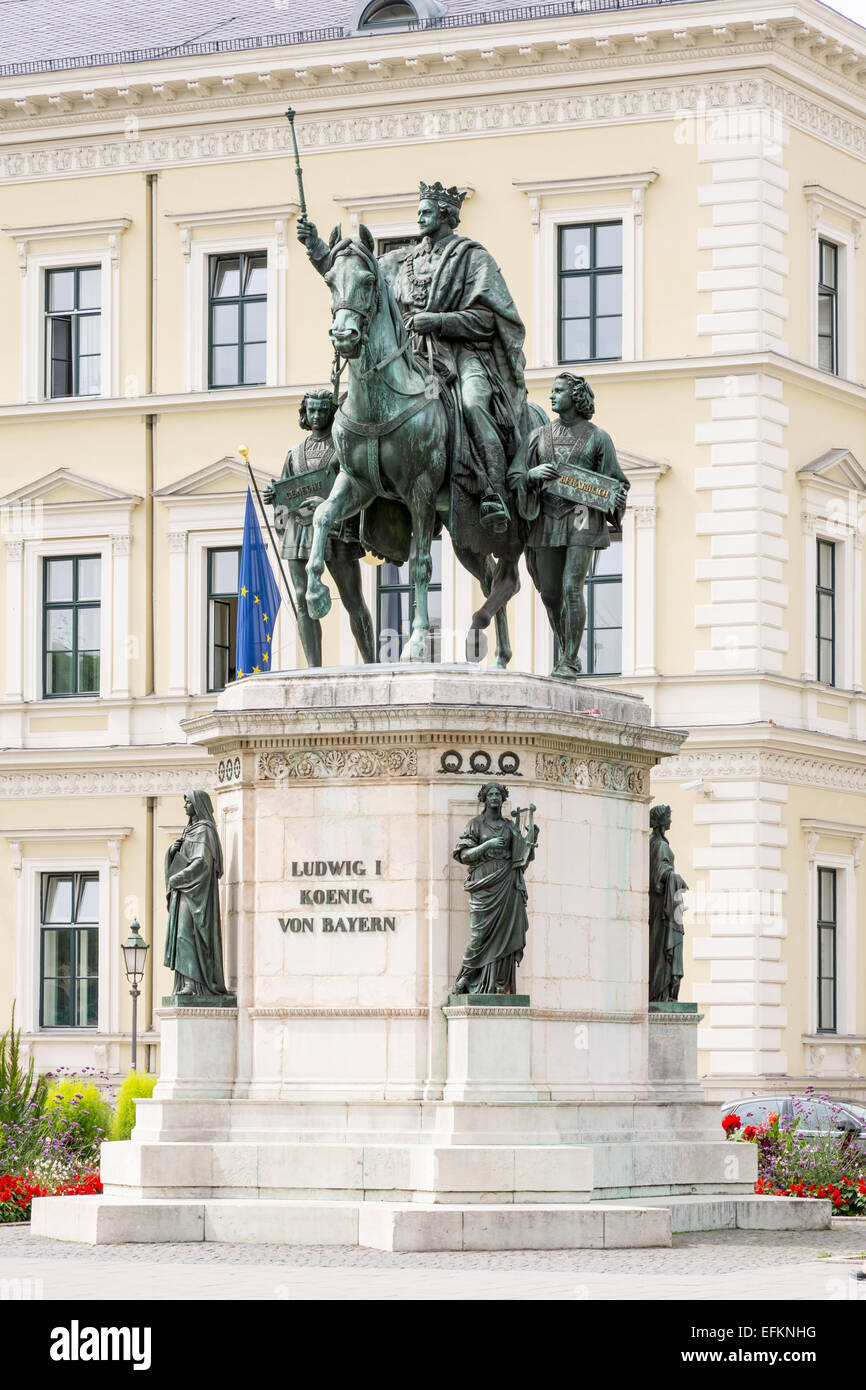 Equestrian statue of King Ludwig I in Munich, built 1862 Stock Photo ...