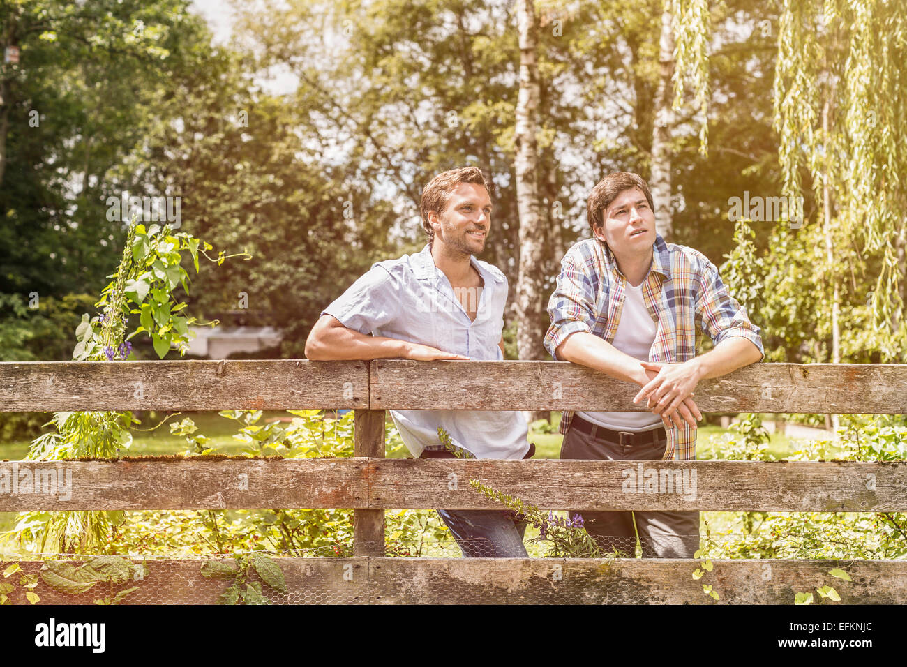 Man leaning against wooden fence hi-res stock photography and images ...