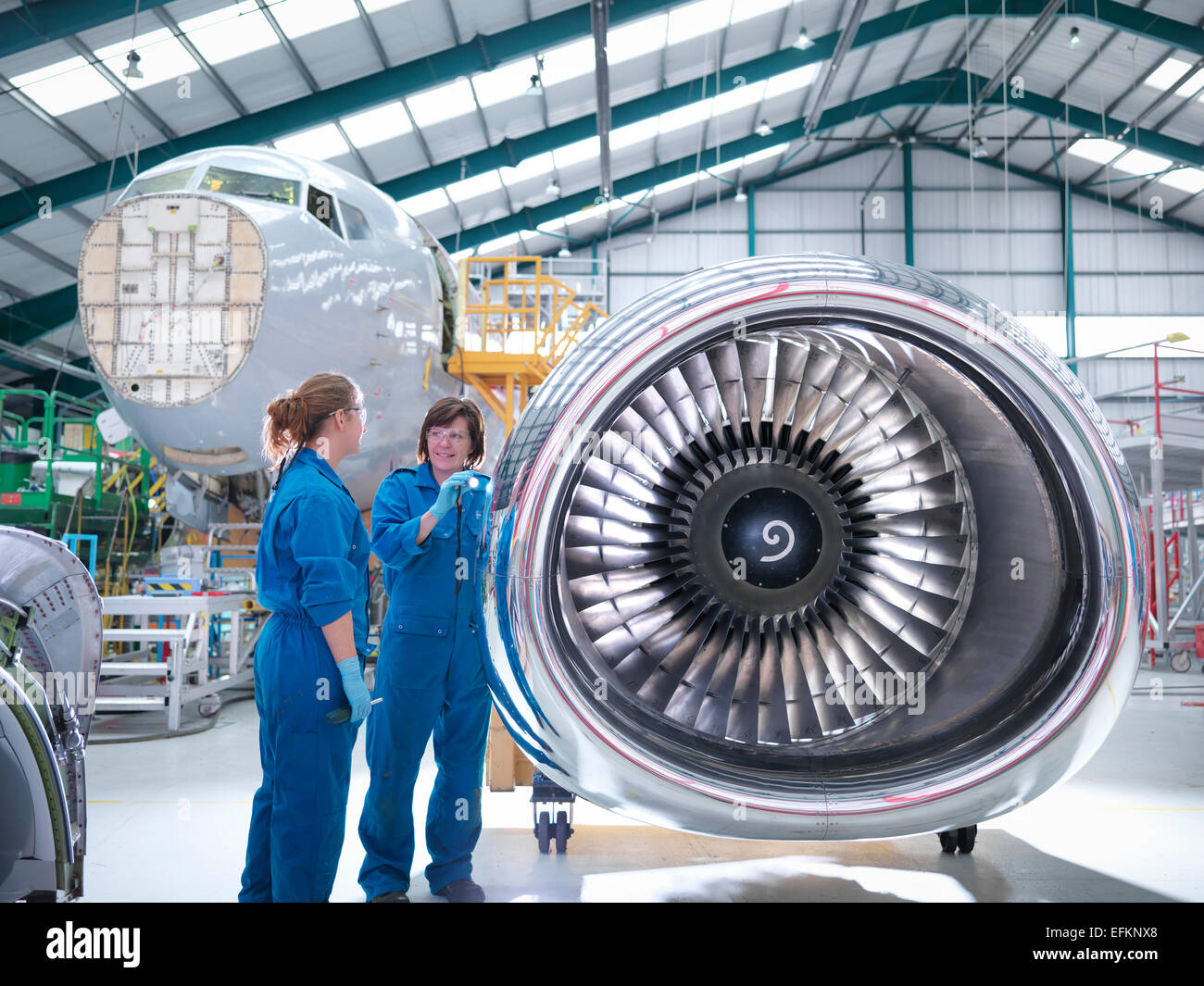 Engineers Working On Aircraft Engine High Resolution Stock Photography ...