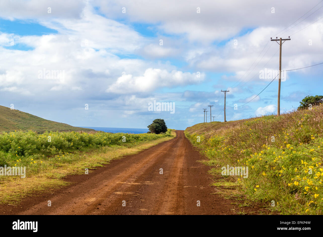 Dirt road passing through the countryside on Easter Island Stock Photo ...