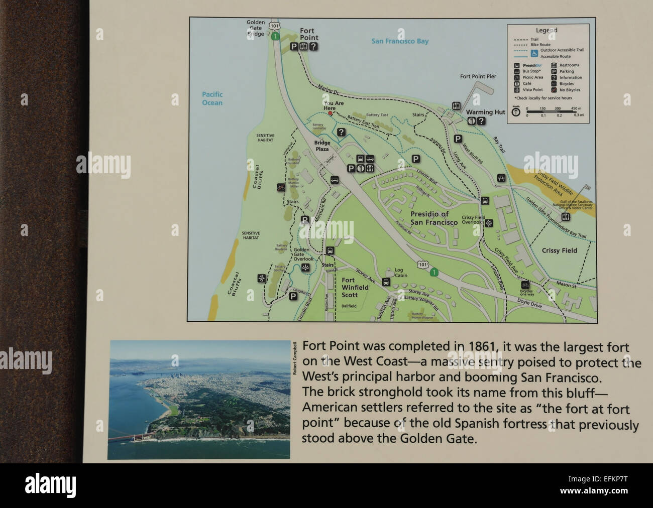 Information board, aerial photograph and location map, about the ...