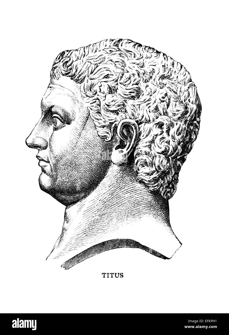 Victorian engraving of the Roman emperor Titus. Digitally restored ...