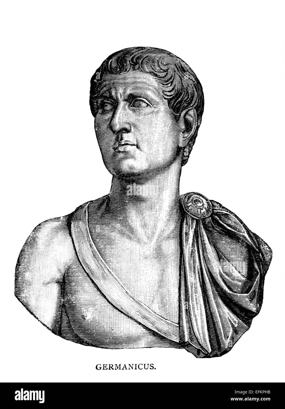 Victorian engraving of the Roman general Germanicus. Digitally restored ...