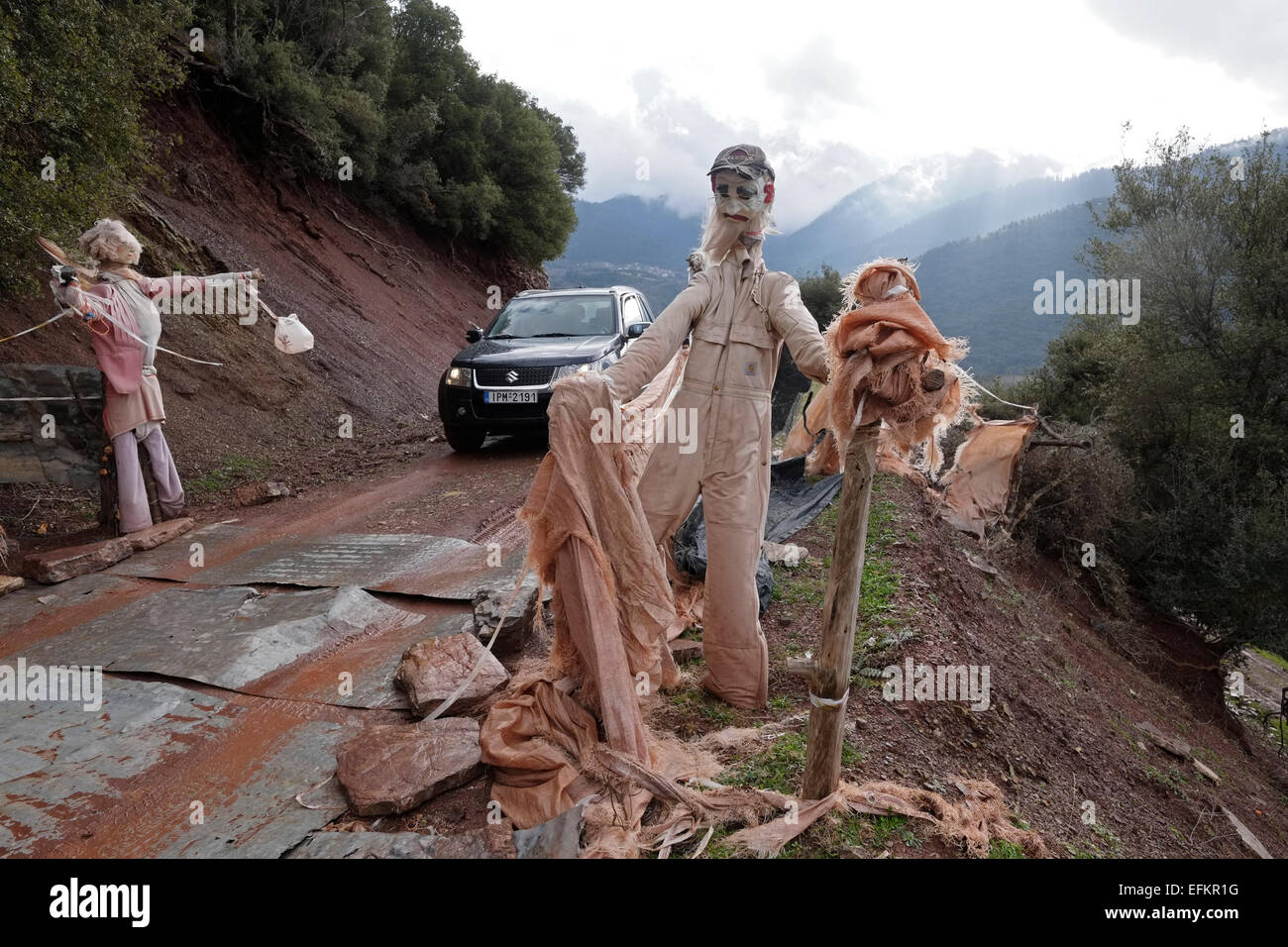 Scarecrow to scare cows in Evrytania region Greece Stock Photo - Alamy