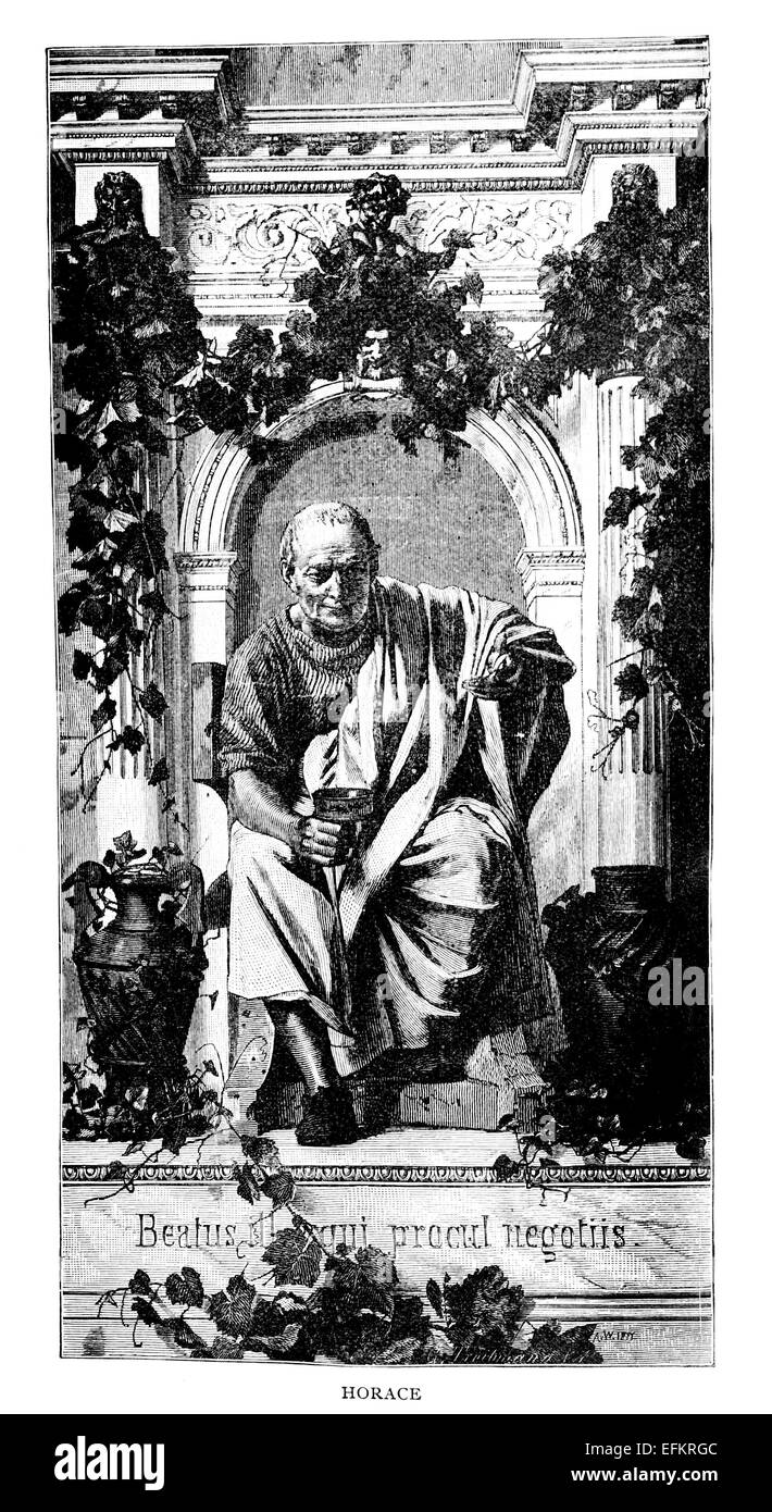Victorian engraving of a depiction of Horace. Digitally restored image ...