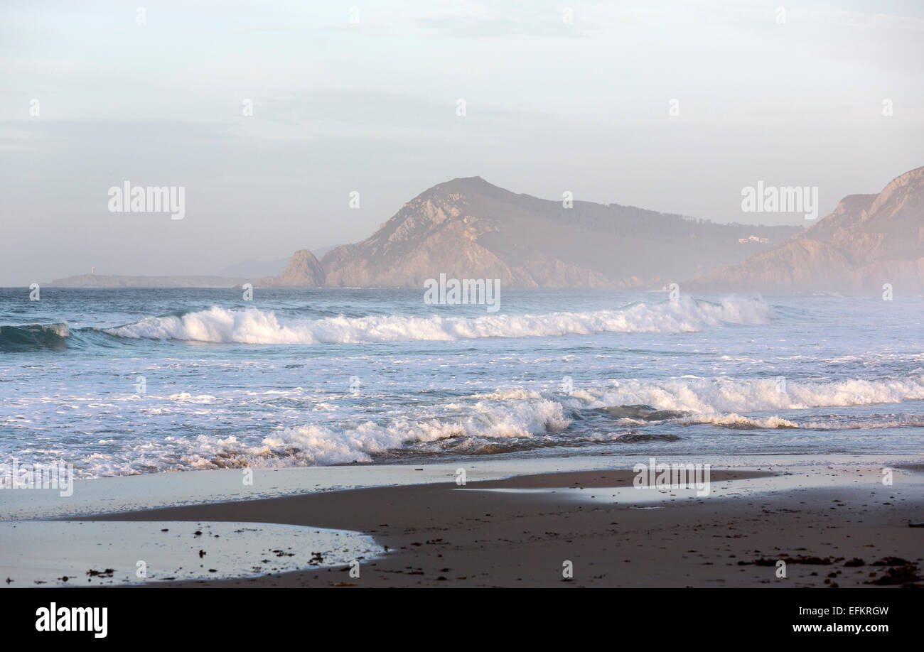 Playa de Ponzos, Ponzos beach at dusk. Wild beach in Cobas Ferrol ...