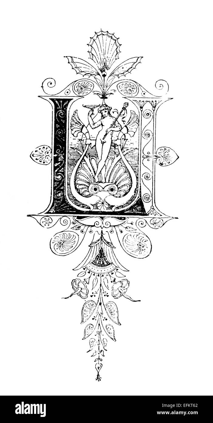 Romanesque Neoclassical design depicting the letter L. Digitally ...