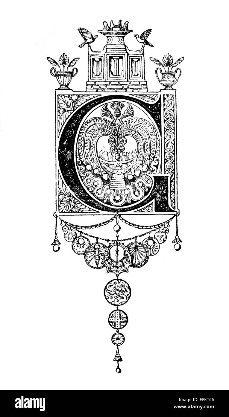 Romanesque Neoclassical design depicting the letter G. Digitally ...