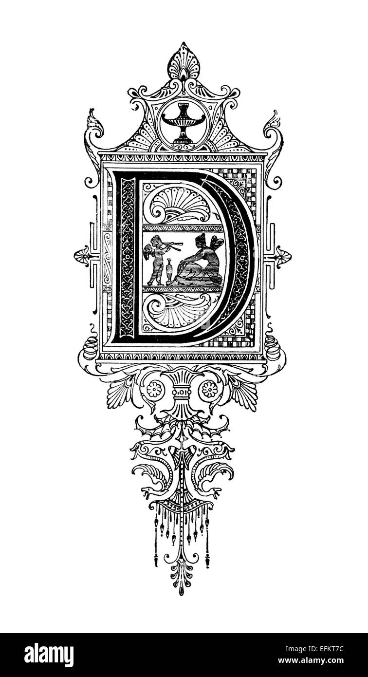 Romanesque Neoclassical design depicting the letter D. Digitally ...