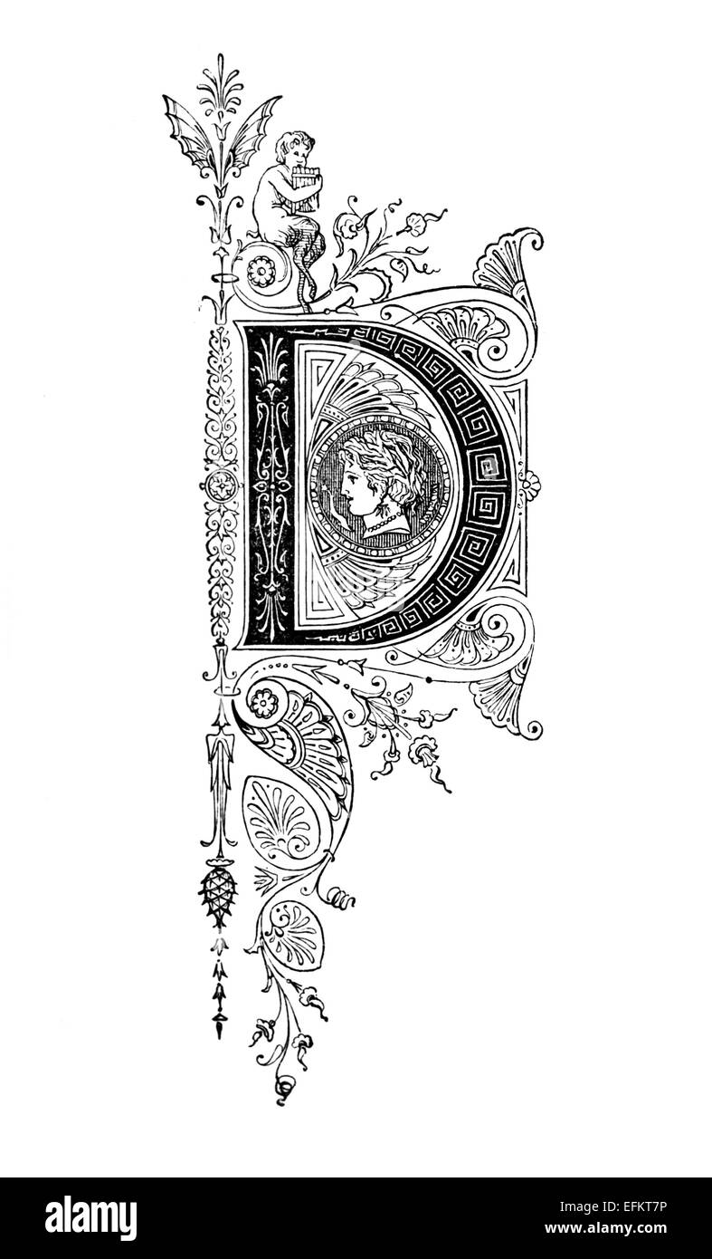 Romanesque Neoclassical design depicting the letter D. Digitally ...