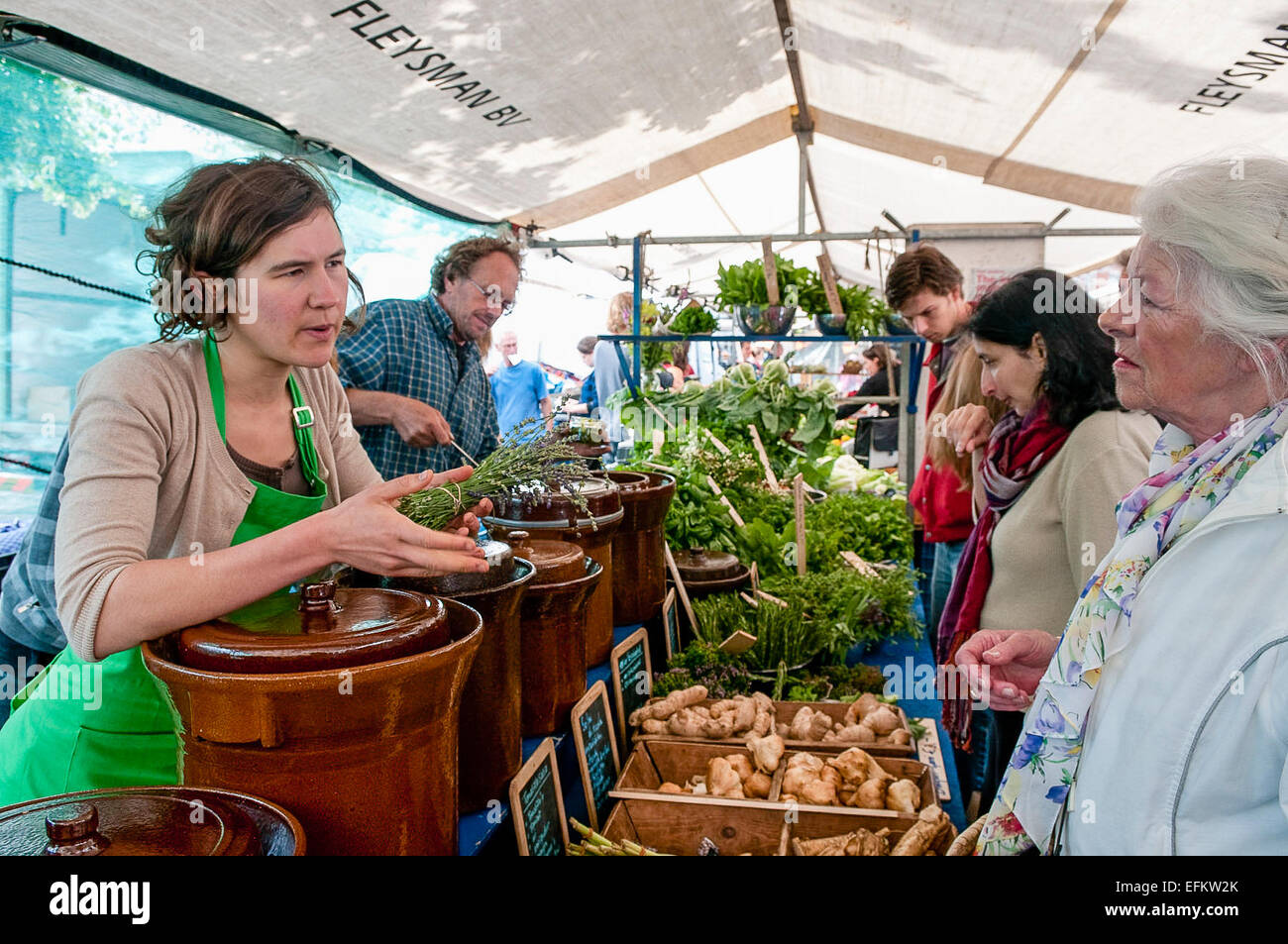 Stall selling herbs in an Amsterdam market Stock Photo - Alamy