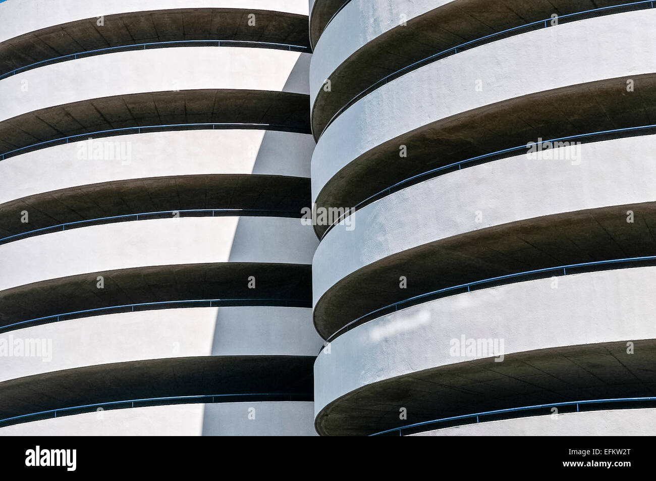 Outside of circular spiral ramps of a multi-storey car park in ...