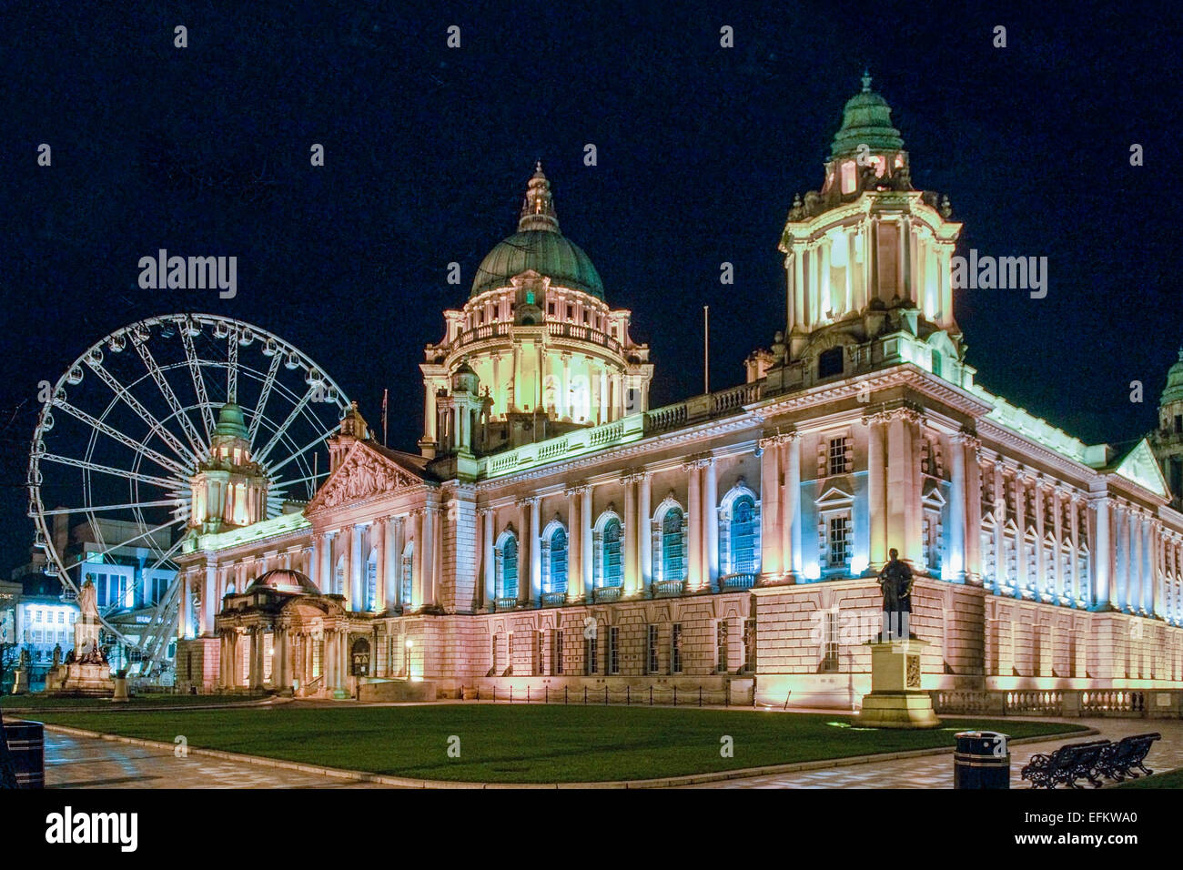 Belfast city hall at night time hi-res stock photography and images - Alamy