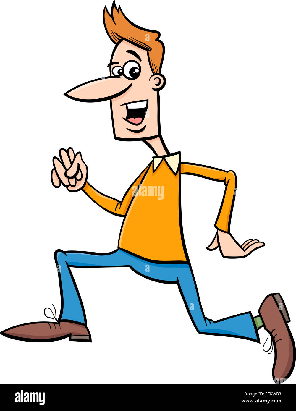 Cartoon illustration of Funny Running Man Stock Photo - Alamy