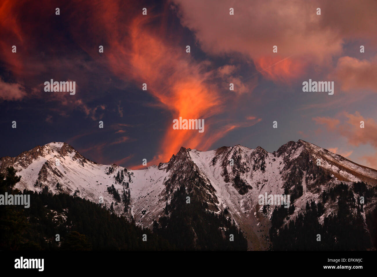 Night falling on Agrafa mountains, Argithea, Karditsa, Thessaly, Greece ...