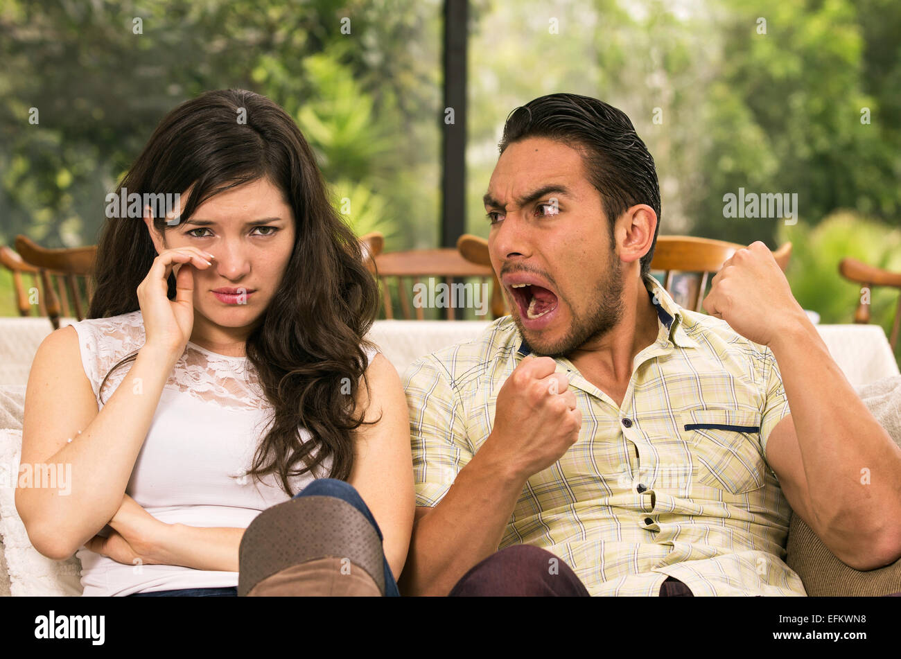 married couple fighting at home Stock Photo - Alamy