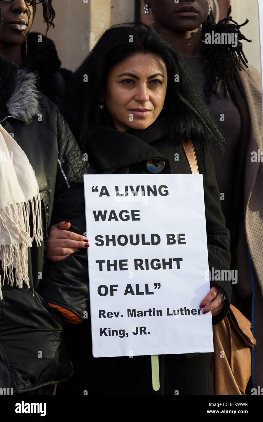 London, UK. 6th February 2015. Demonstrators stage a protest calling ...