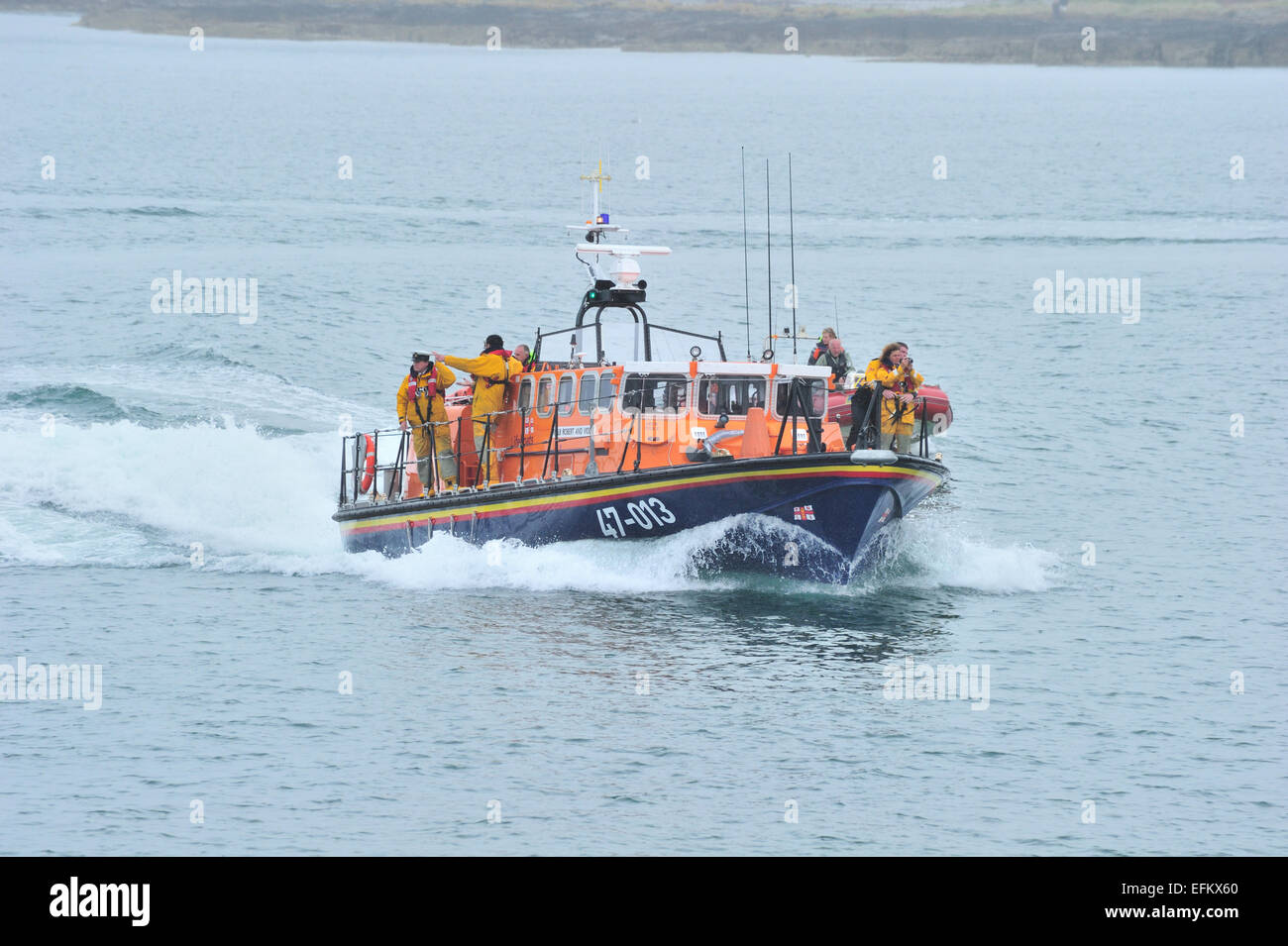 RNLI members on their all-weather lifeboat on Moelfre's annual Lifeboat ...