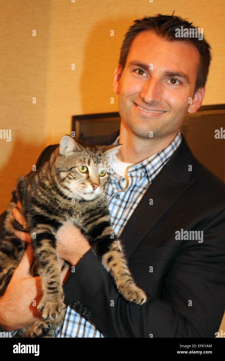 Tara the hero cat at the Feline Fashion Show promoting Animal Rescue ...