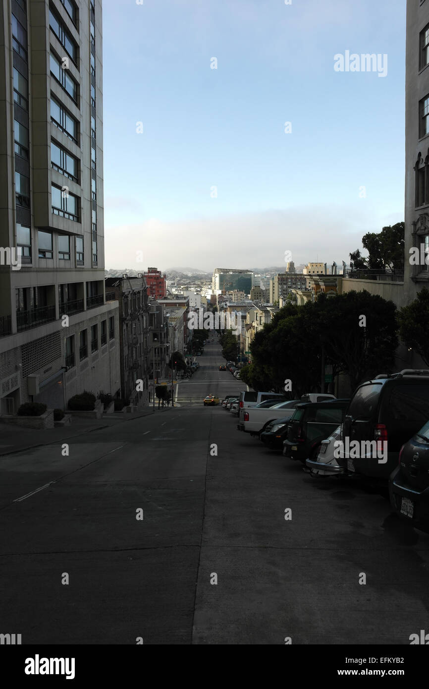 Blue sky morning portrait, from California Street, Jones Street ...
