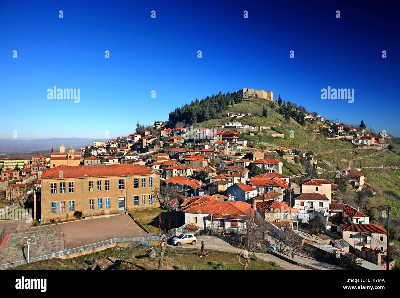 Beautiful Fanari village and its byzantine castle. Municipality of ...