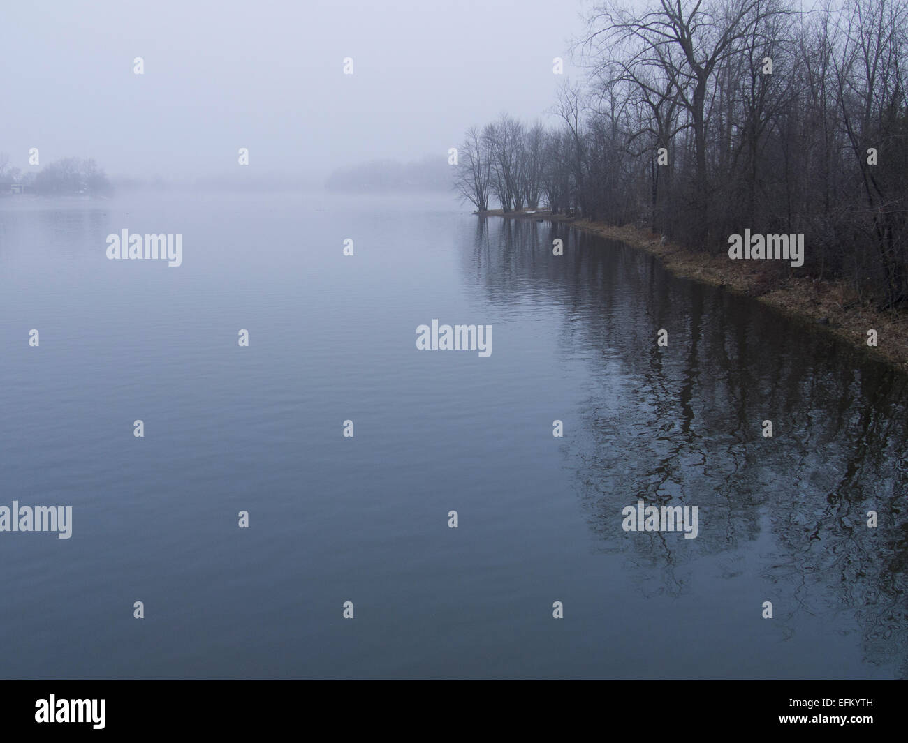 Fog on river Stock Photo - Alamy