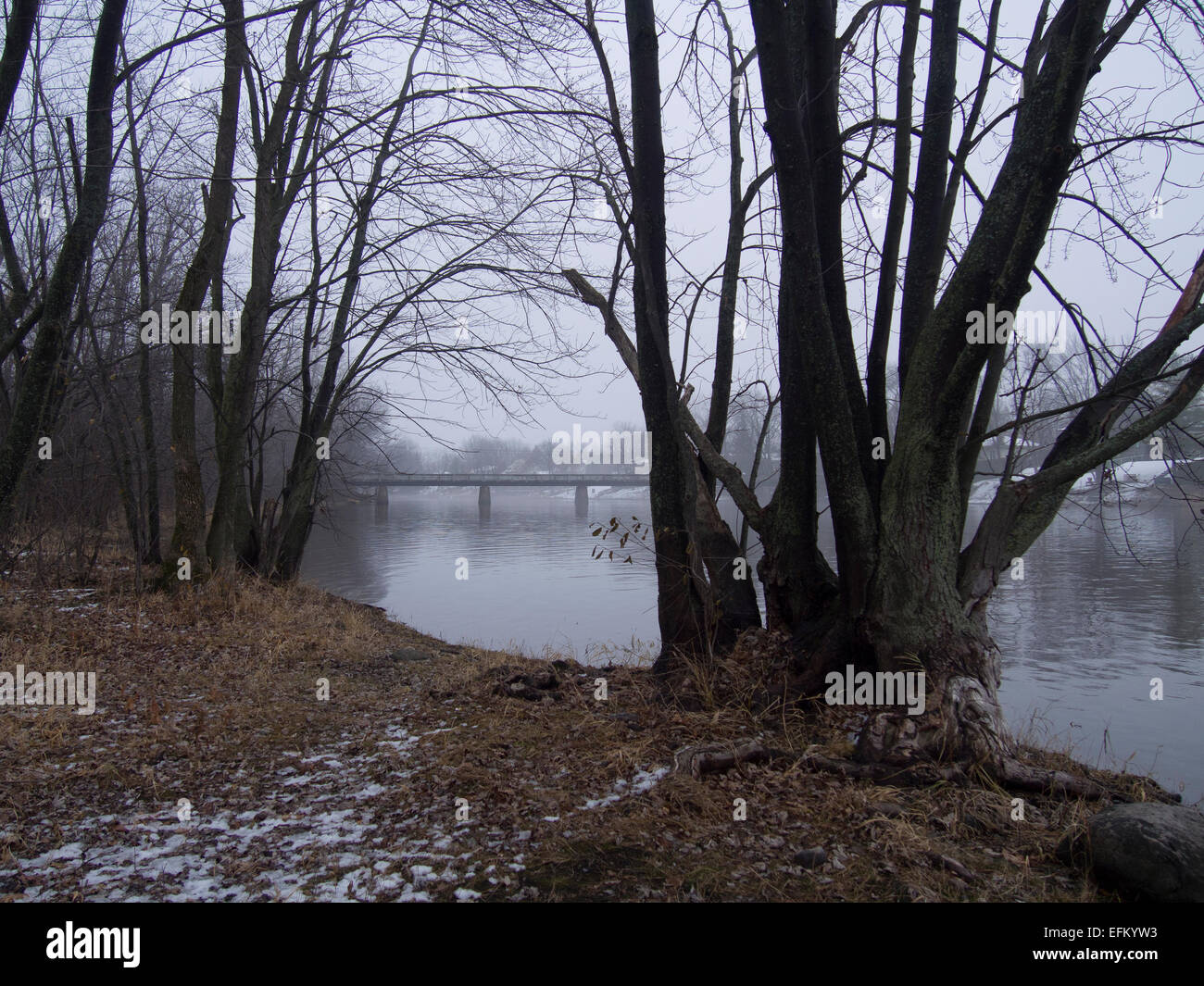 Fog on river Stock Photo - Alamy