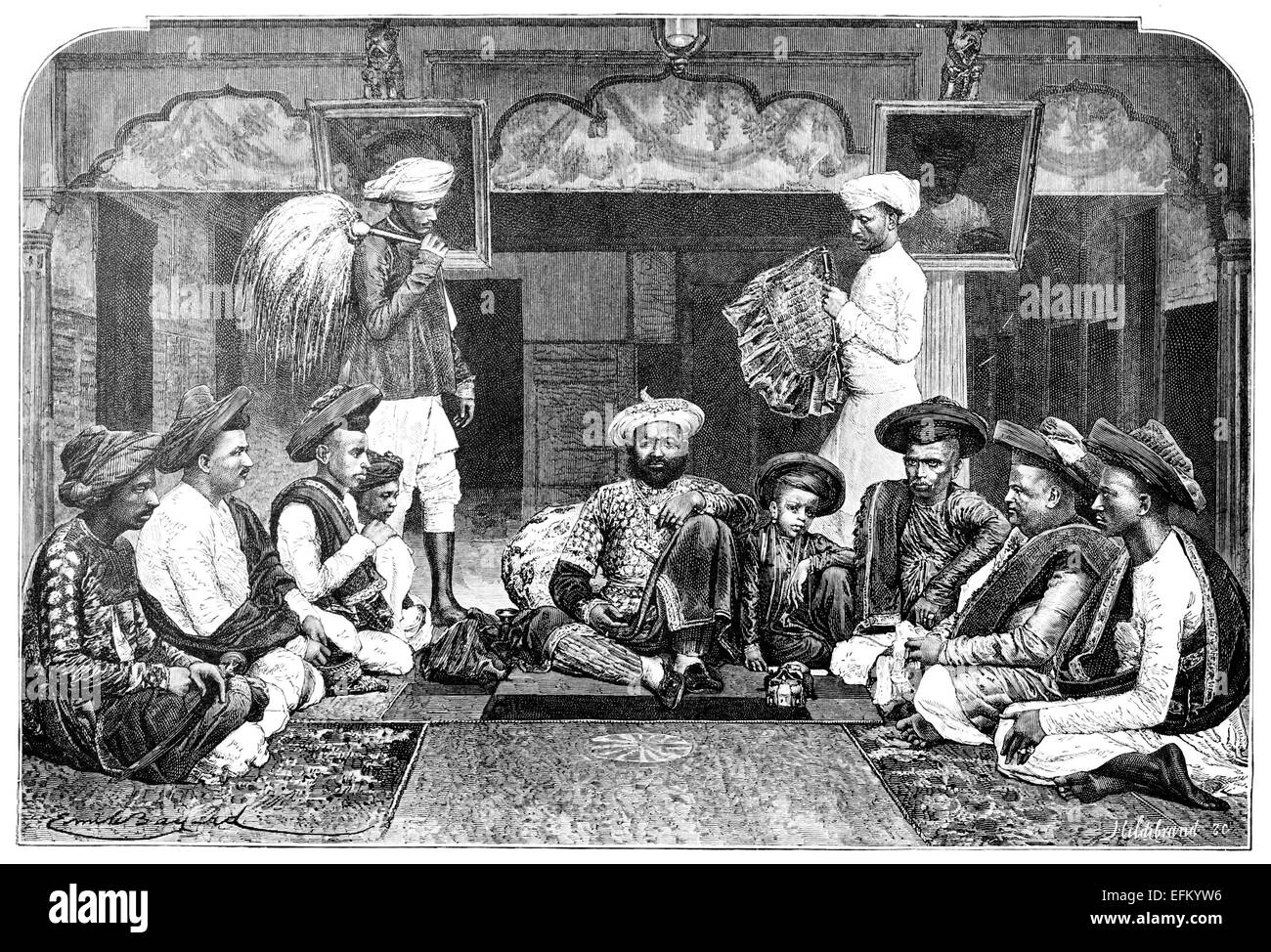 Victorian engraving of a Deccan prince, India. Digitally restored image ...