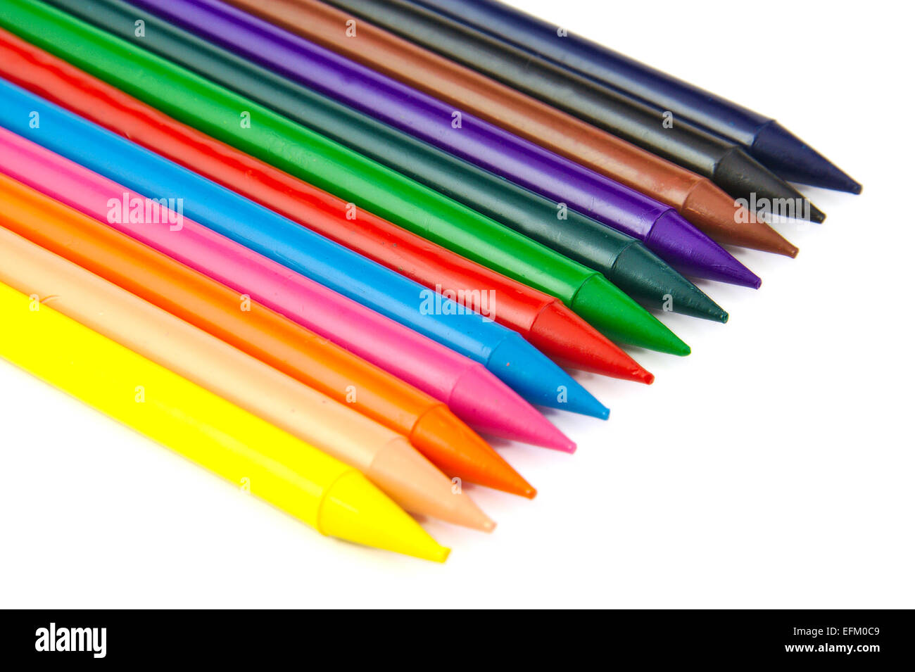 Set of colour crayons on white background Stock Photo - Alamy