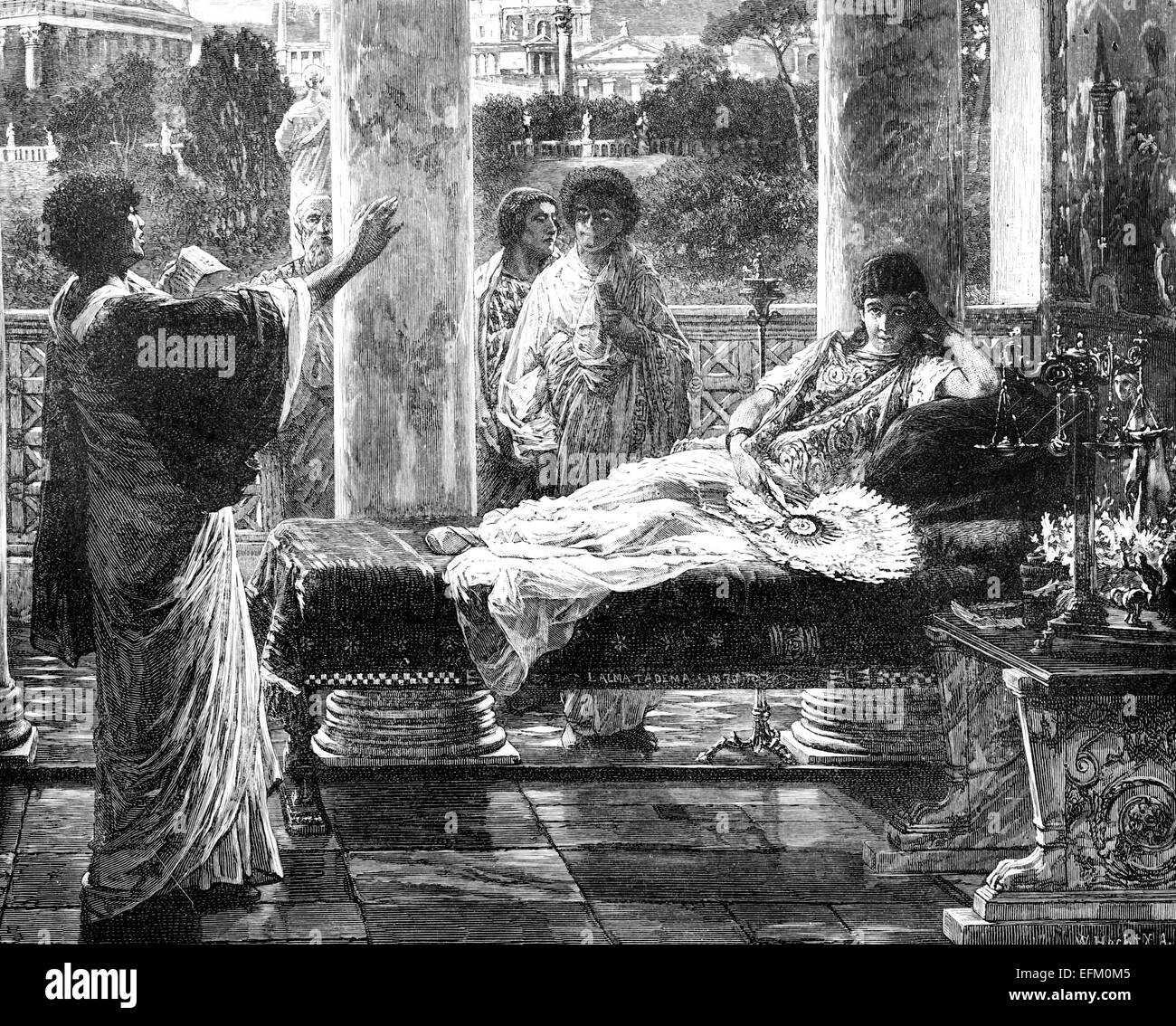 Victorian engraving of a wealthy Roman woman . Digitally restored image ...