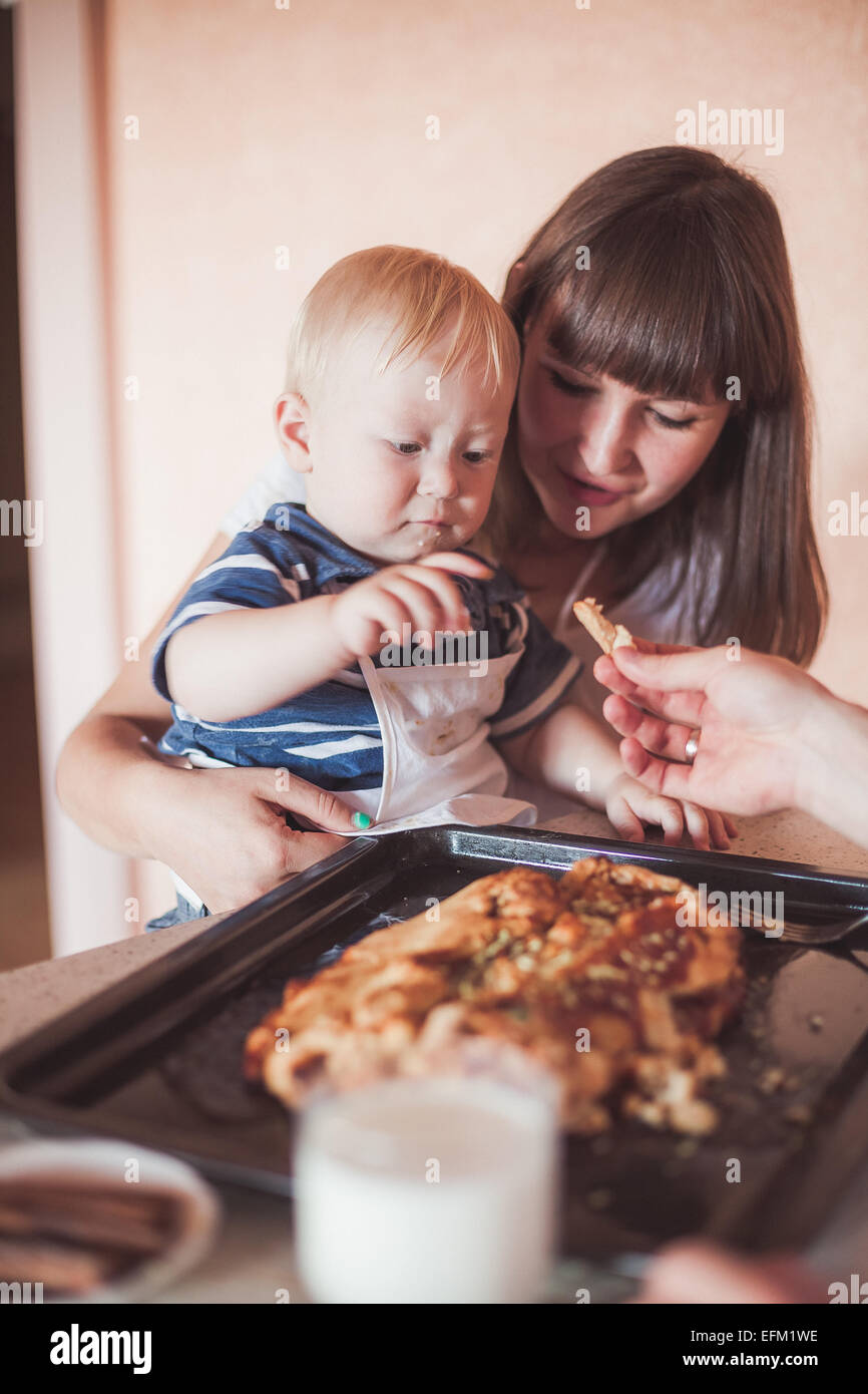 Mother and son cooking Stock Photo - Alamy