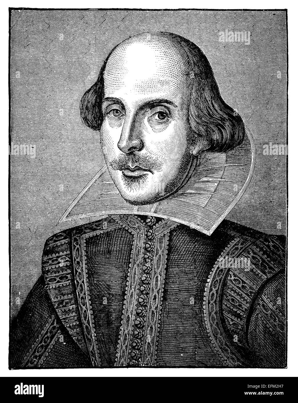 19th century engraving of a portrait of Shakespeare Stock Photo - Alamy