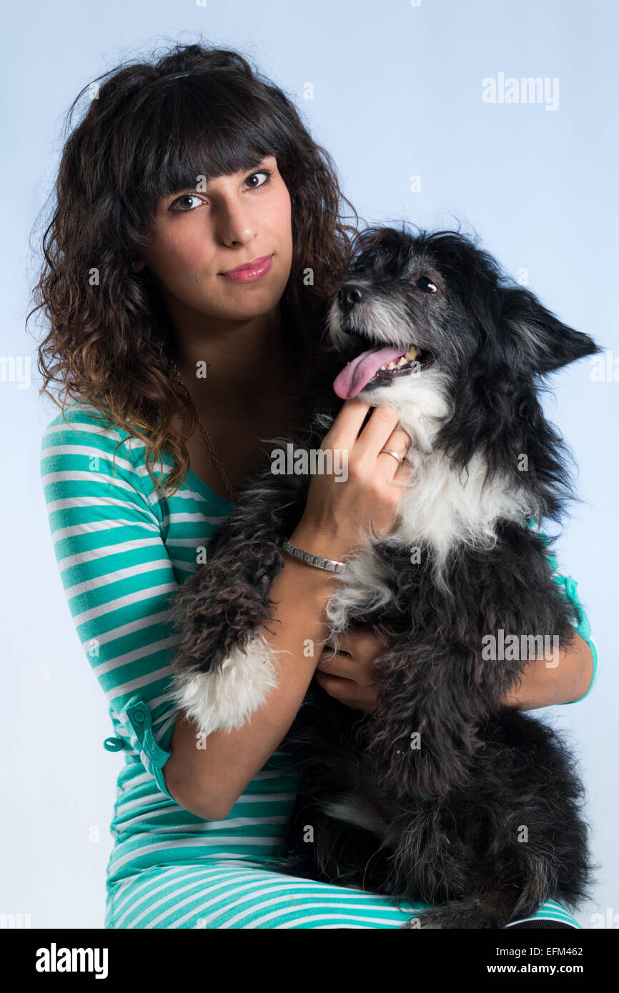 woman posing with her dog Stock Photo - Alamy