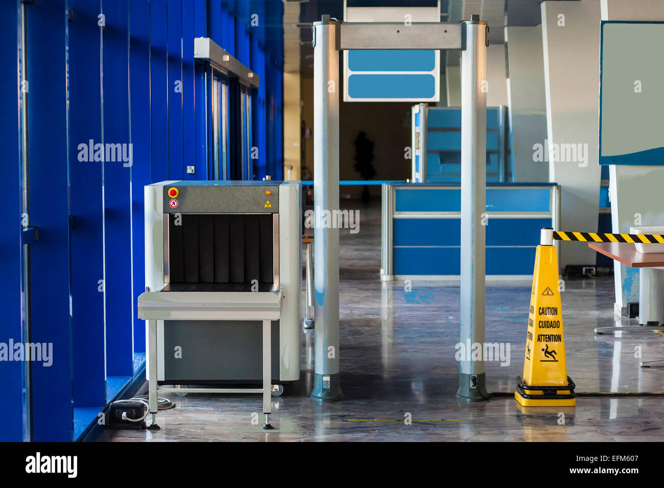 X-ray scanner and metal detector at harbor security point Stock Photo ...