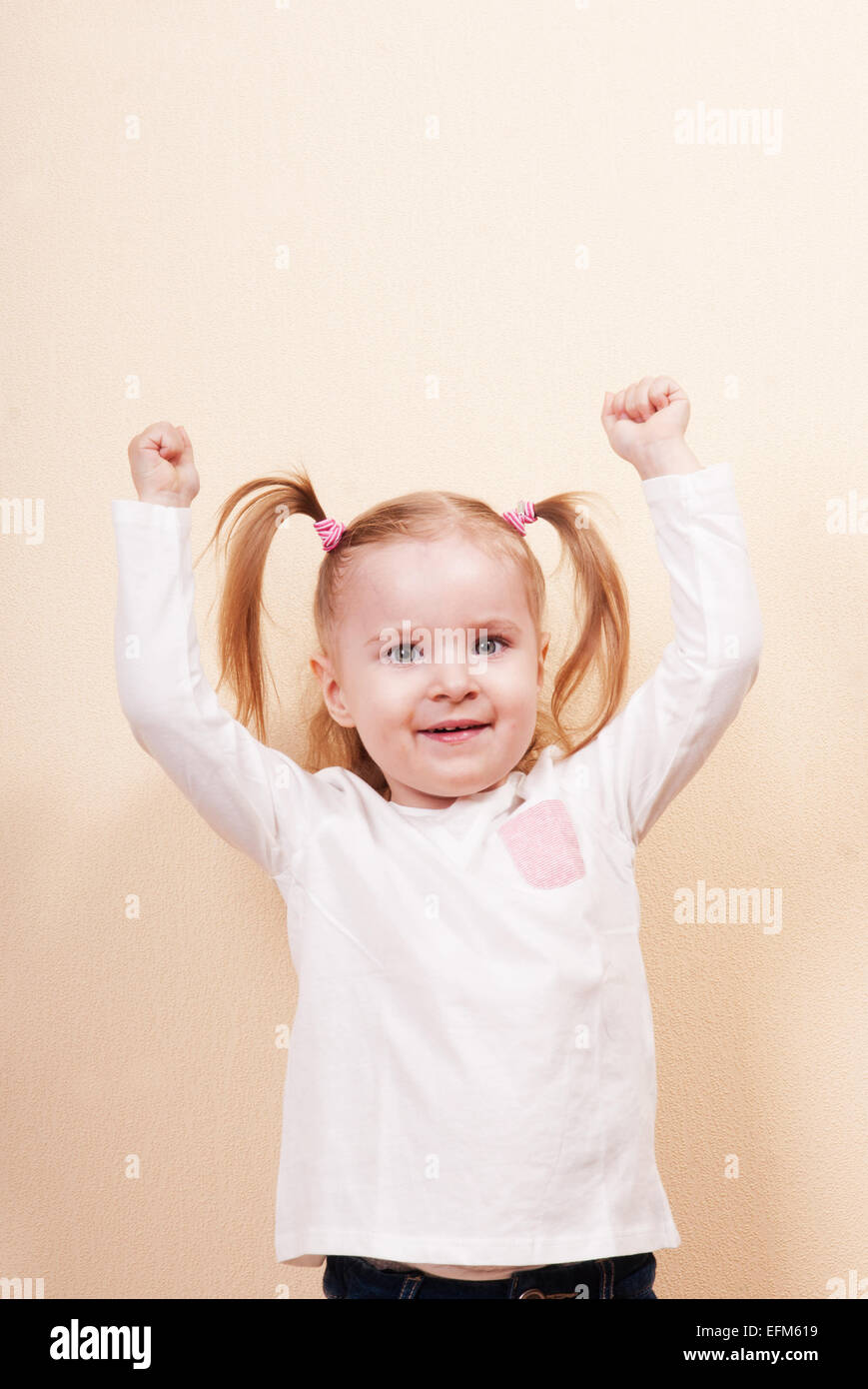 Hands up girl hi-res stock photography and images - Alamy