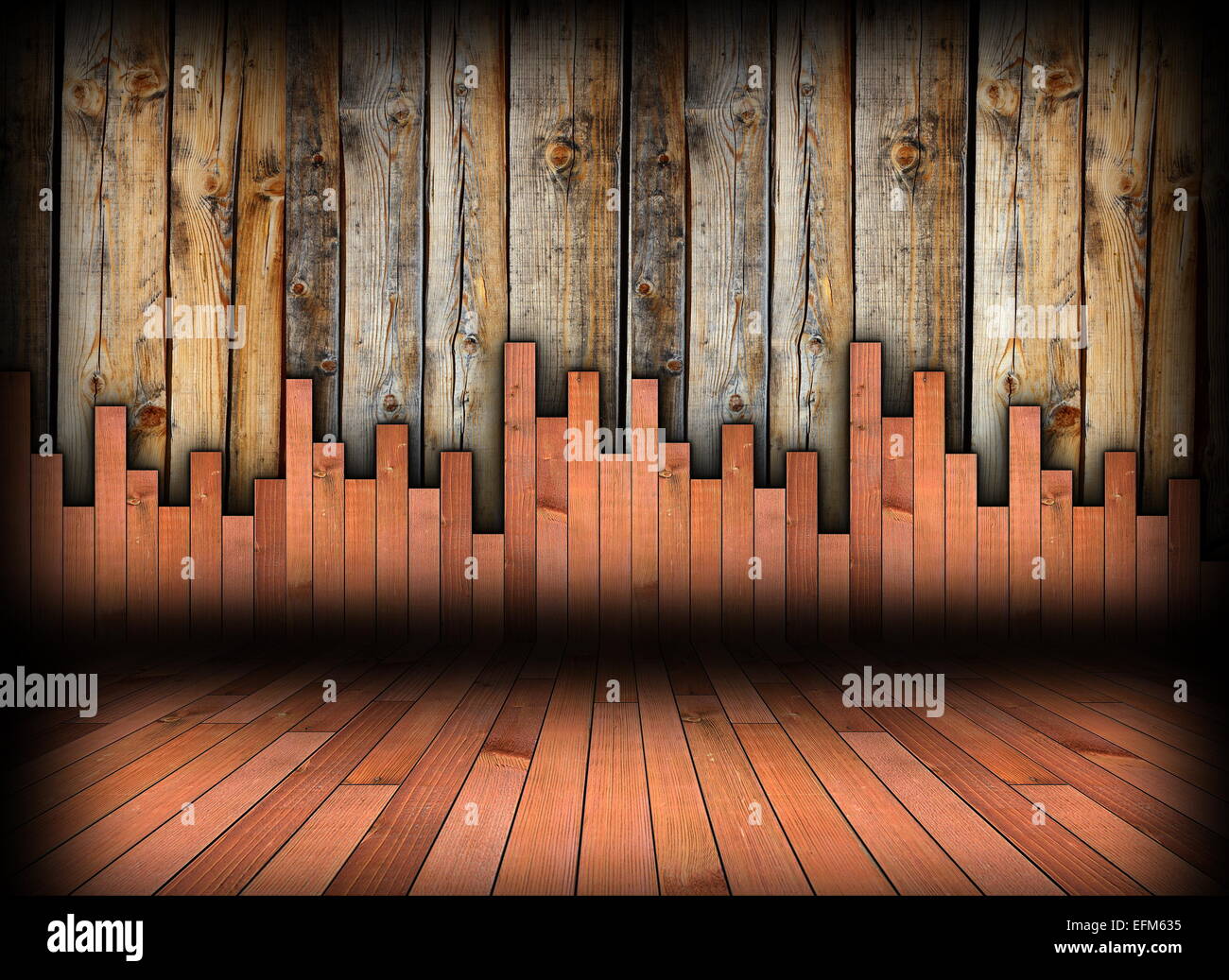 interior wood backdrop floor and wall, two different wooden textures ...