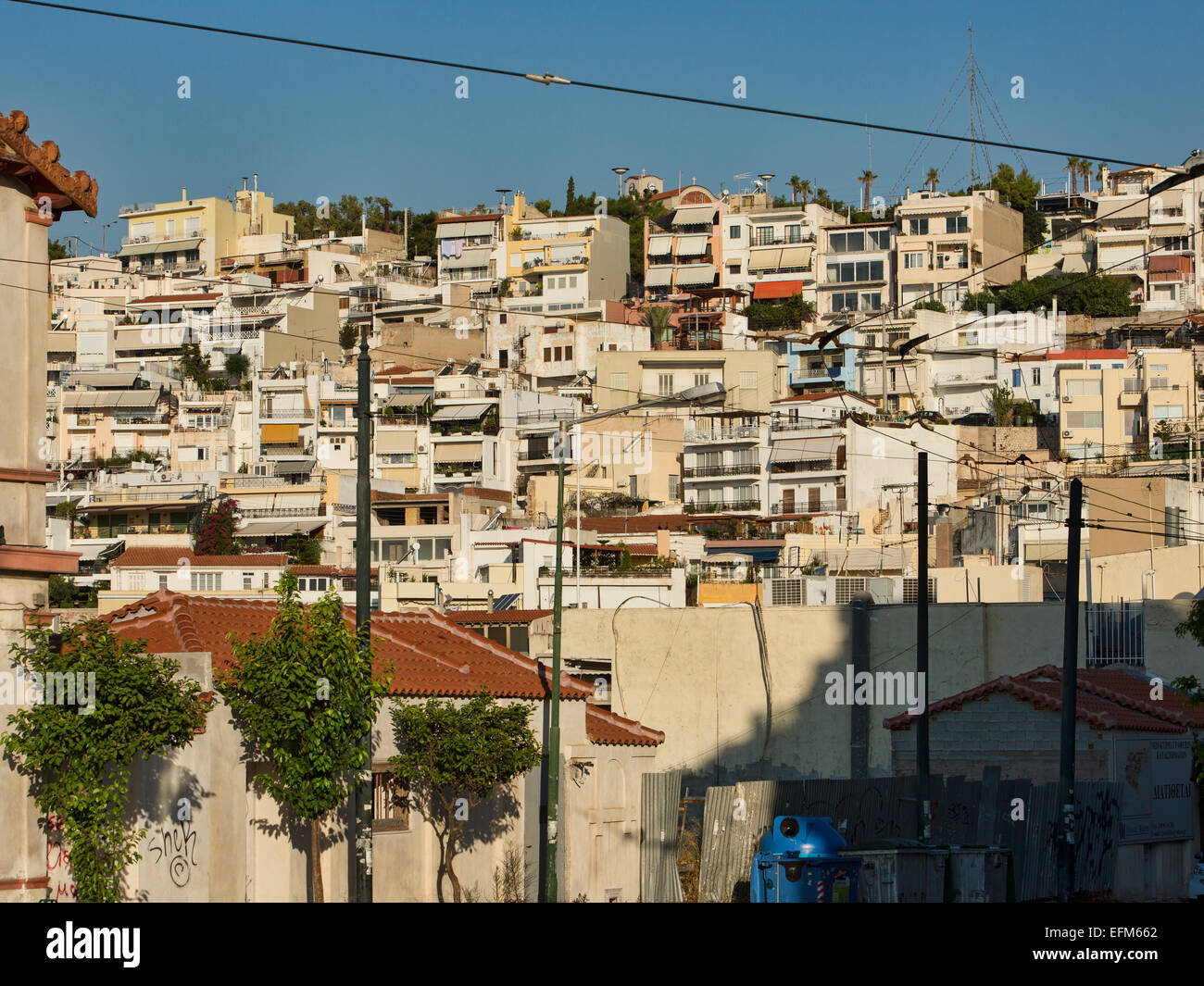 Athens, Greece crowded apartments and homes on hill Stock Photo - Alamy