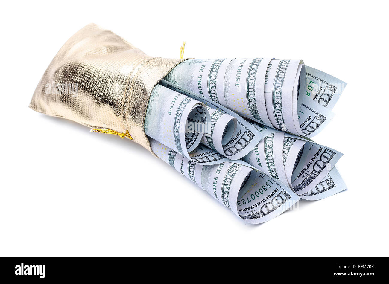 Gold sack full of dollars Stock Photo - Alamy