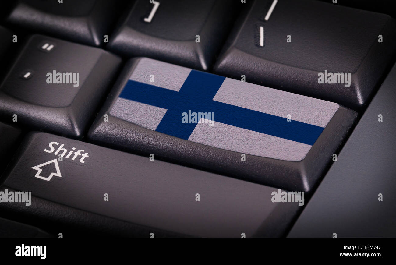 Flag on button keyboard, flag of Finland Stock Photo - Alamy