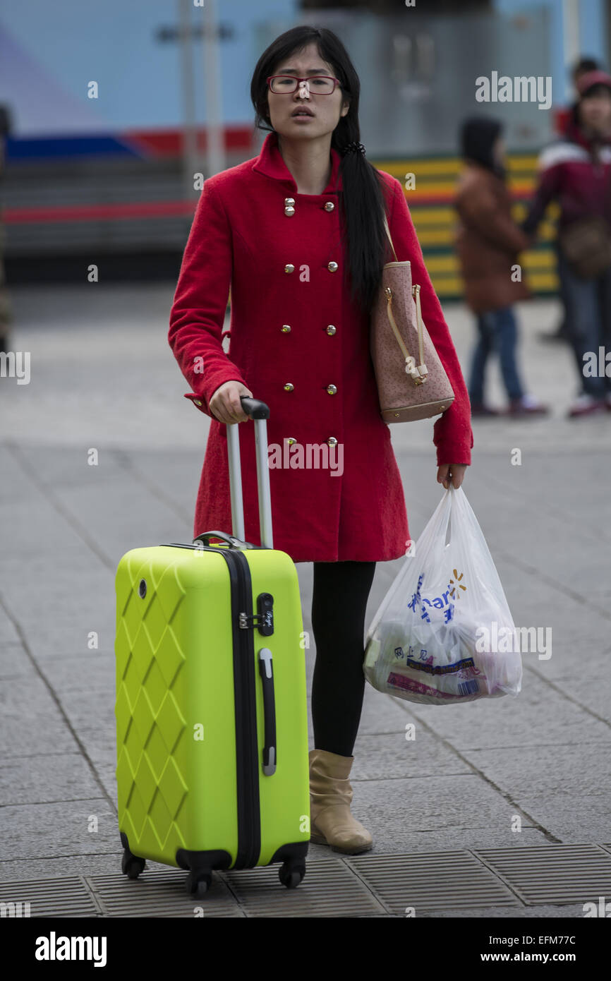 Beijing, China. 4th Feb, 2015. At Beijing Western Railway Station. The ...