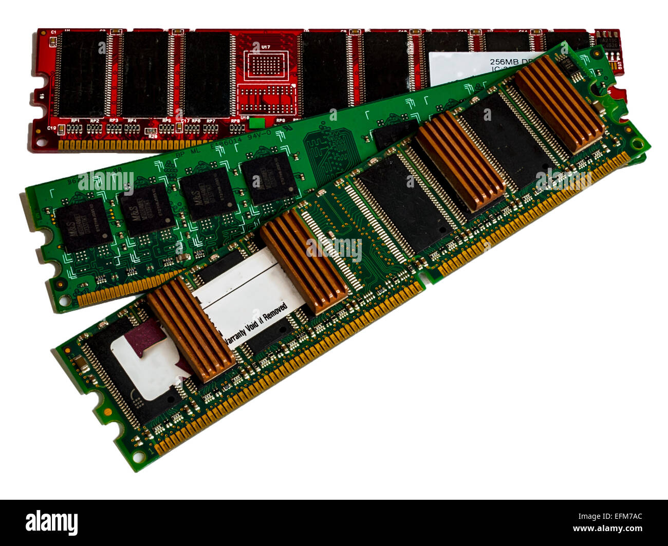 Some modules DDR RAM memory computer on white background. Were not ...