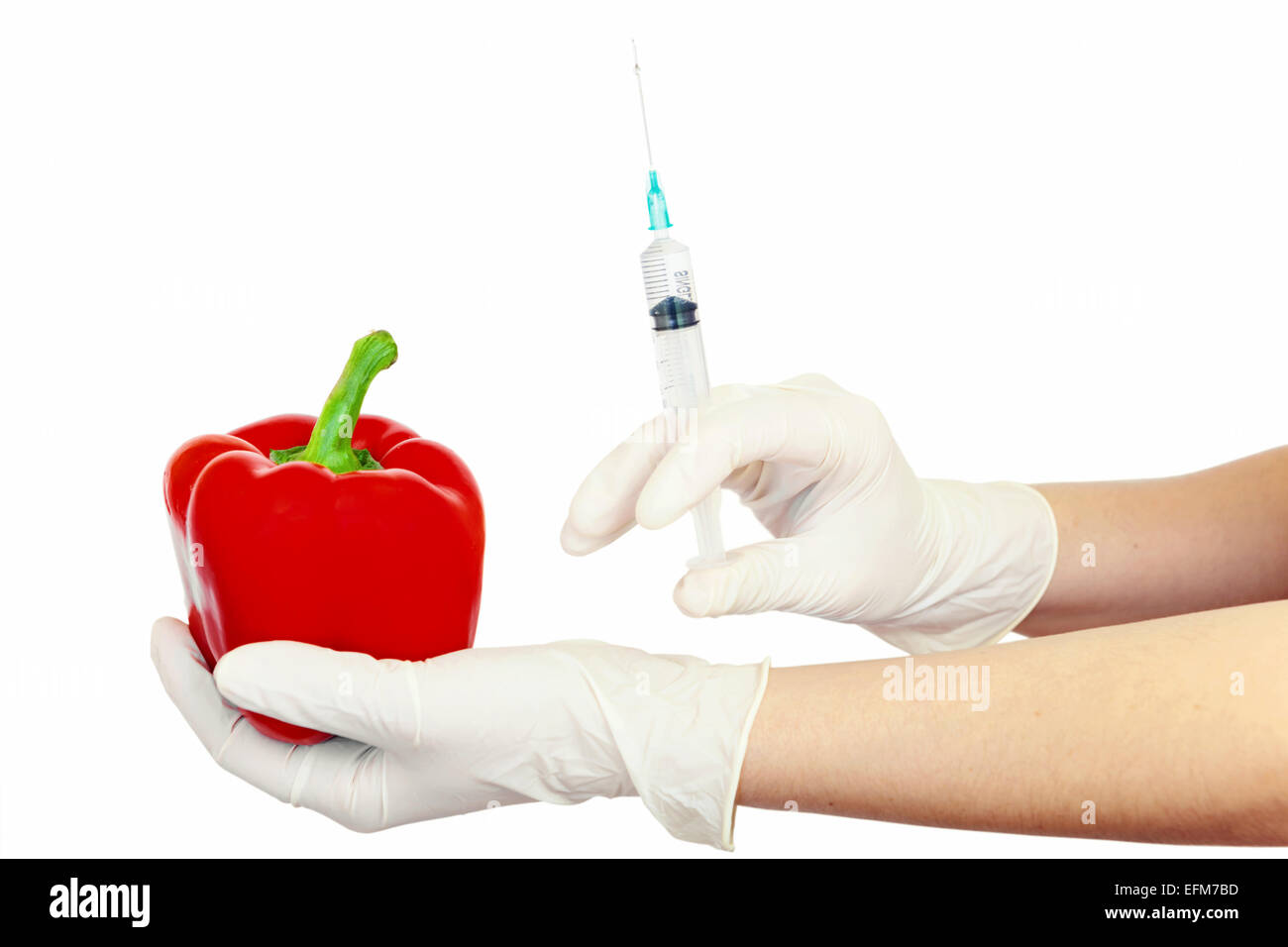 Injection into red pepper Stock Photo - Alamy