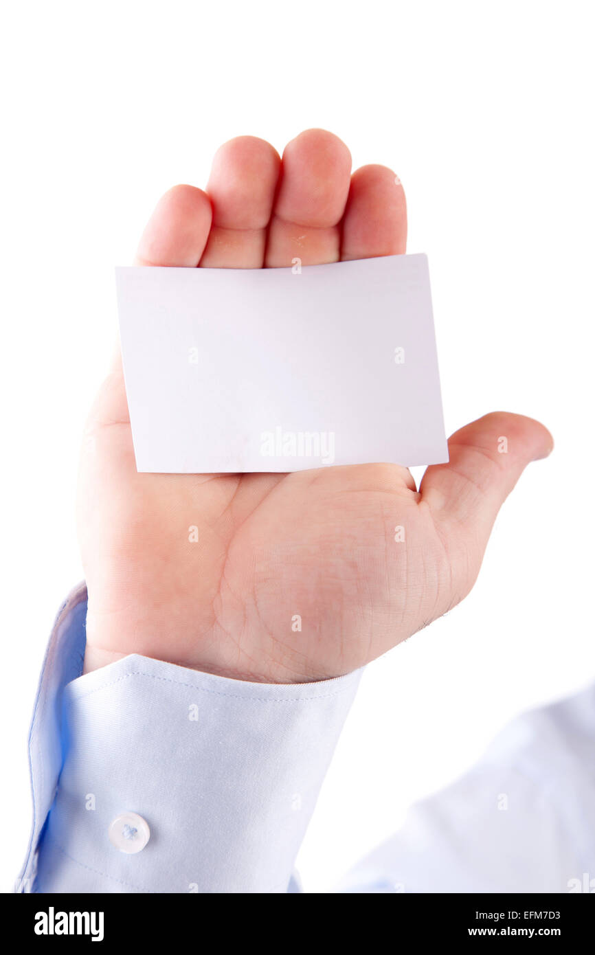 Business man offering card, isolated over white background Stock Photo ...